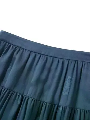 Shanghai Tang Tiered Silk Midi Skirt