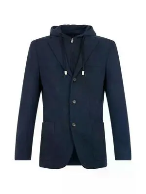 Eleventy Hooded Single-breasted Jacket - Blue
