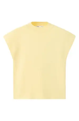 Mango Short Sleeve Mock Neck Sweater - Vanilla