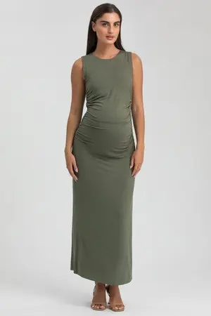 PIETRO BRUNELLI Blossom Bodycon Maternity Dress In Soft Jersey - Grape Leaf
