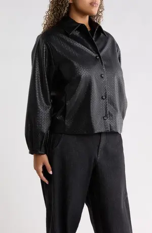 Wit & Wisdom Blouson Sleeve Faux Leather Jacket