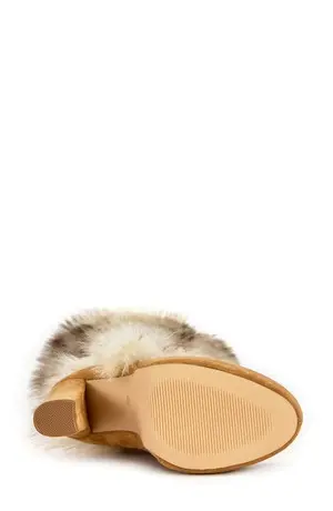 AZALEA WANG Rylan Faux Leather Knee High Boot With Faux Fur Trim