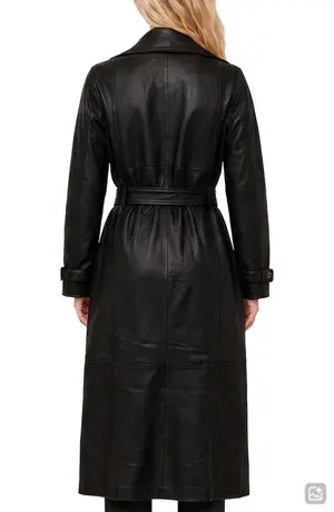 THE FRYE COMPANY Leather Trench Coat - Black