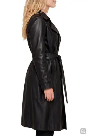 THE FRYE COMPANY Leather Trench Coat - Black