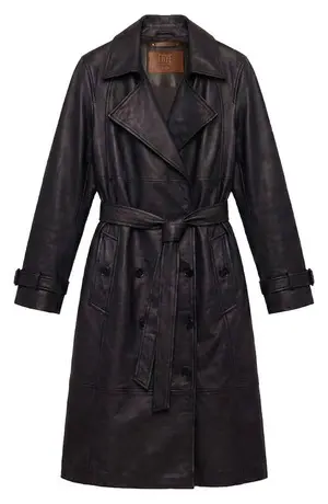 THE FRYE COMPANY Leather Trench Coat - Black