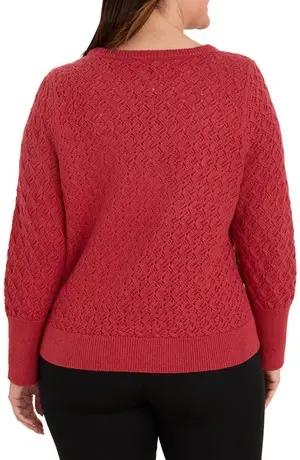 NIC+ZOE Sterling Shimmer Pointelle Stitch Sweater