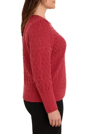 NIC+ZOE Sterling Shimmer Pointelle Stitch Sweater