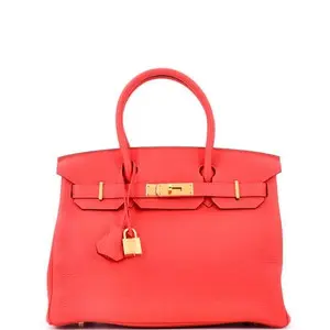 Hermès Birkin Handbag Togo With Gold Hardware 30 - Red