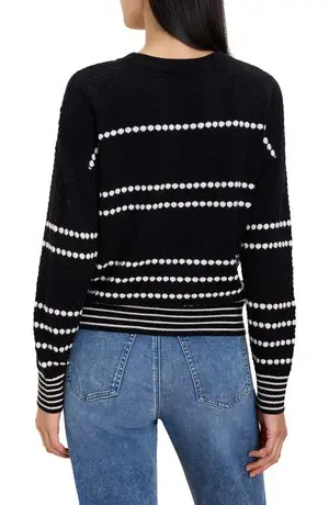 NIC+ZOE Circle Around Dotted Stripe Cotton Blend Sweater