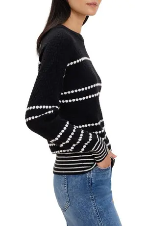 NIC+ZOE Circle Around Dotted Stripe Cotton Blend Sweater