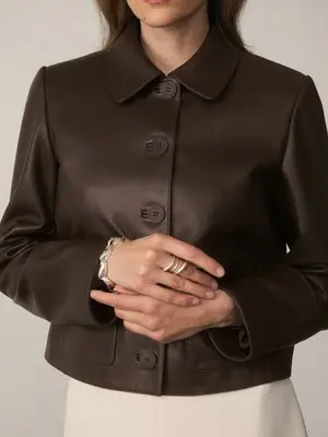 The Fold Orsini Leather Collard Jacket