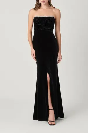 Shoshanna Gala Stretch Velvet Midnight Juniper Dress
