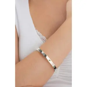 Sterling Forever Verona 14k Plated Emerald Cubic Zirconia Bangle - Silver