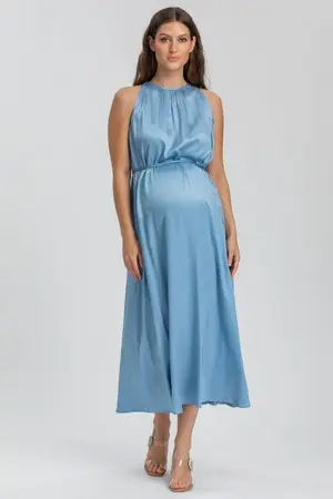 PIETRO BRUNELLI Clarissa Sleeveless Satin Maternity Maxi Dress