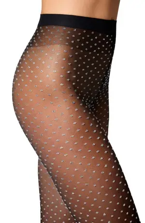 Wolford Shimmer Dot Tights - Black/silver
