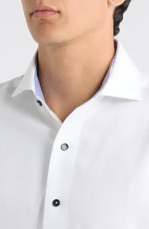 Lorenzo Uomo Trim Fit Basketweave Dress Shirt