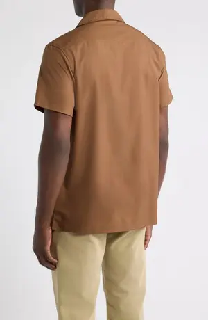 MAVRANS Placed Palm Tree Print Short Sleeve Performance Camp Shirt