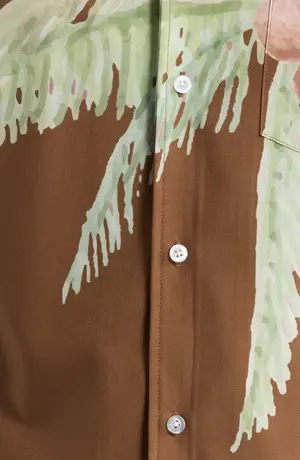 MAVRANS Placed Palm Tree Print Short Sleeve Performance Camp Shirt