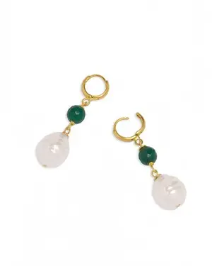 OTTOMAN HANDS Dawn Pearl Huggie Earrings