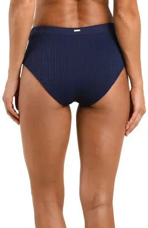 L'Agence Cable Knit High Waist Bikini Bottoms