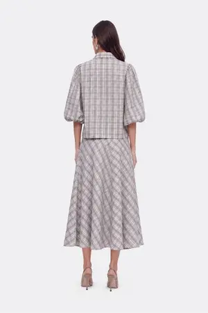 NOCTURNE Checked Flared Midi Skirt