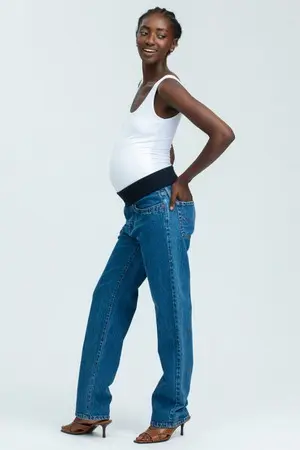 PIETRO BRUNELLI Regular Straight Leg Maternity Jeans - Medium Stoned
