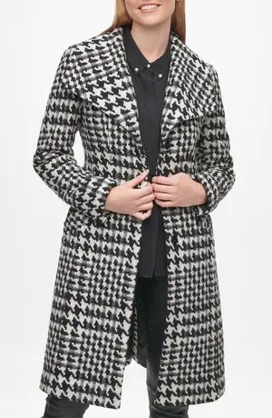 Karl Lagerfeld Paris Puff Sleeve Belted Coat