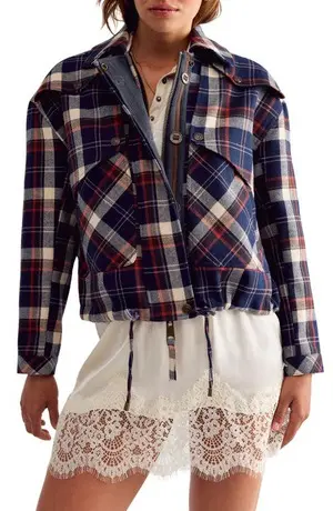 Free People Morant Bay Plaid Jacket - Midnight Combo
