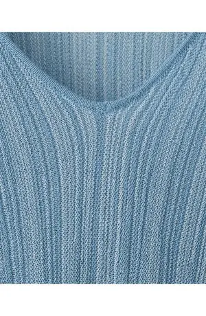 Mango V Neck Lurex Crochet Sweater