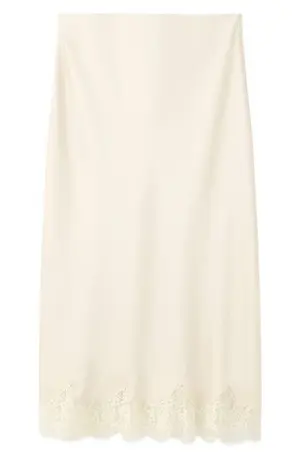Mango Satin & Lace Midi Skirt