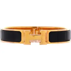 Hermès Clic H Bracelet Enamel Narrow - Black
