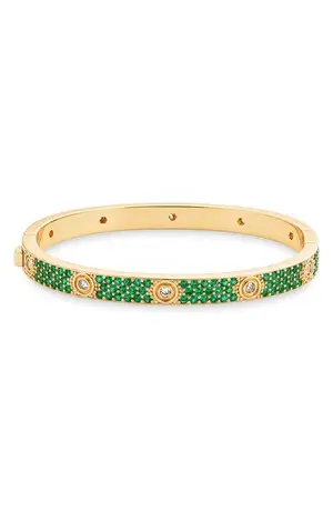 Sterling Forever Lumire 14k Plate Cubic Zirconia Bangle - Gold