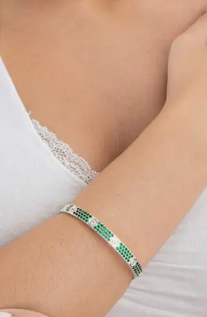 Sterling Forever Lumire 14k Plate Cubic Zirconia Bangle - Silver