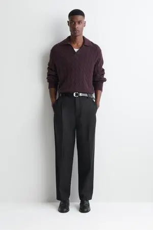 Cos Cable-knit Pure Cashmere Polo Sweater
