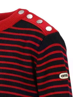 AMI Paris Striped Button-detail Sweater