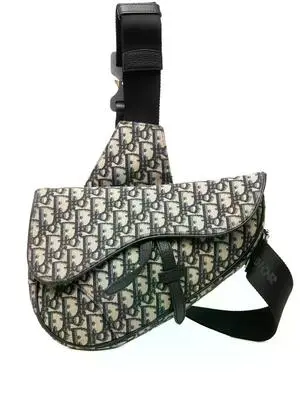 Dior 2019 Oblique Canvas Saddle Crossbody Bag - Blue
