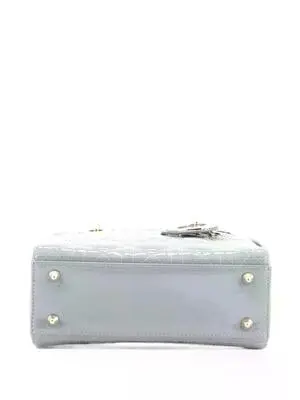 Dior Lady Bag Cannage Quilt Patent Small Satchel - Blue