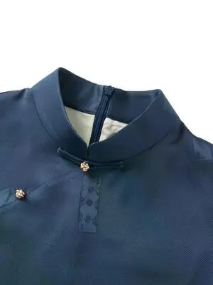 Shanghai Tang Mandarin-collar Silk Mini Dress