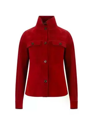 MOORER Flomena-p High-neck Suede Jacket - Red