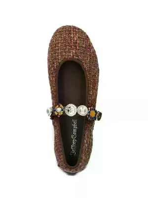 Jeffrey Campbell Amarissa Embellished Tweed Ballet Flats