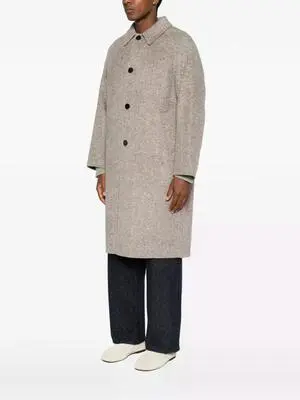AMARANTO Herringbone-pattern Raglan-sleeve Coat