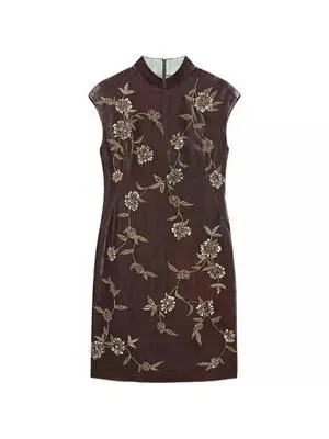 Shanghai Tang Qipao Beaded Mini Dress