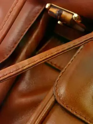 Gucci 2000-2015 Large Calfskin Bamboo Drawstring Backpack