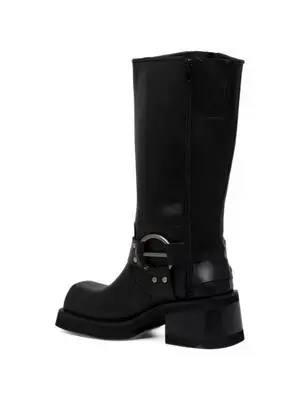 Jeffrey Campbell Fraudulent Buckle-strap Square-toe Boots