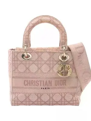 Dior 2010-2026 Medium Canvas Cannage Lady D Lite Satchel