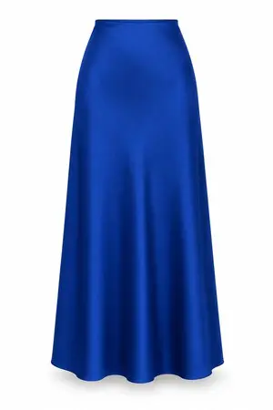 CARLOSLINES Trumpet Bias Skirt In Cobalt Solid - Blue