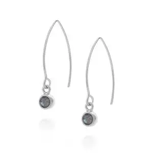NELLOU JEWELLERY Labradorite Gem Dot Arc Earrings - Silver