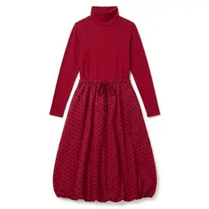 LOUCHE Lyra Spot Wine Bubble Hem Midaxi Mixed Media Dress - Red