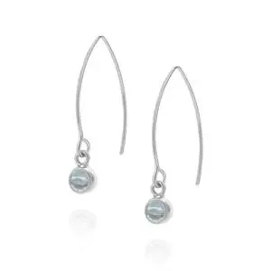 NELLOU JEWELLERY Blue Topaz Gem Dot Arc Earrings - Silver
