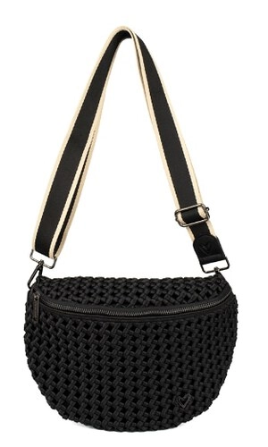 PRENELOVE New: Lambton Woven Hand Knotted Crossbody Bag - Black